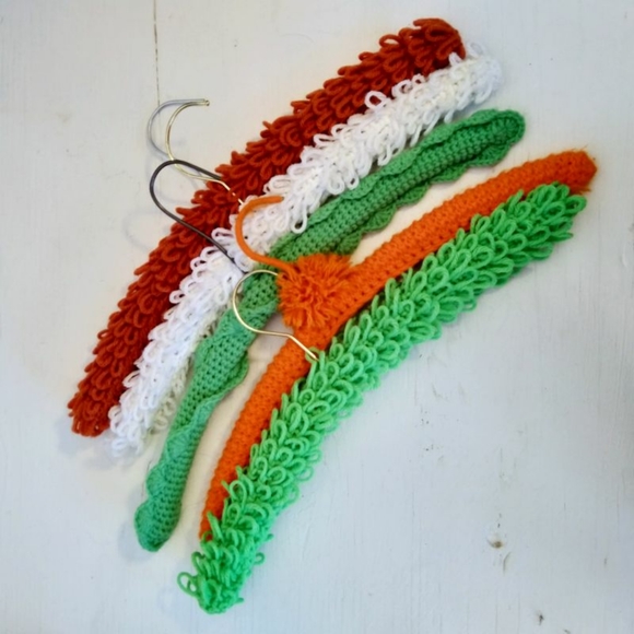 Vintage | Storage & Organization | Vintage Covered Hanger Set Of 5 Hand ...